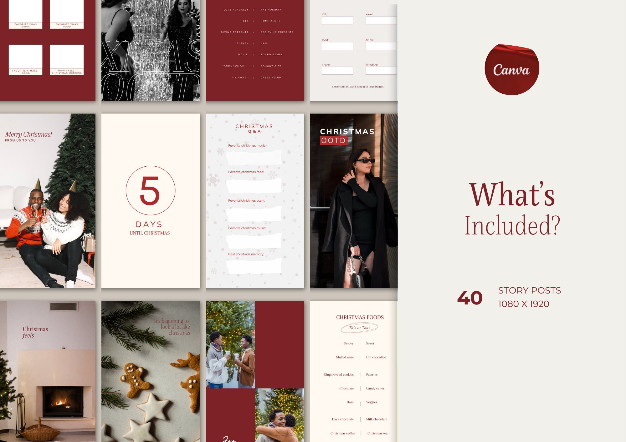 Influencer Christmas Instagram Templates Influencer - Etsy