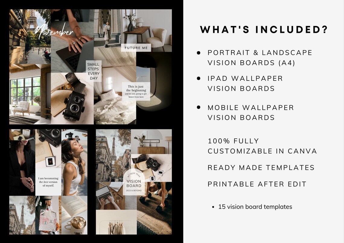 Vision Board Template Mood Board Template Vision Board - Etsy