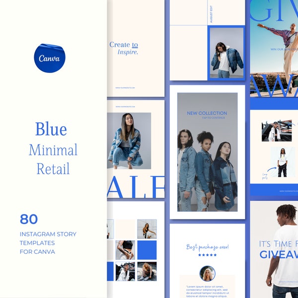 Blue Instagram Template - Etsy