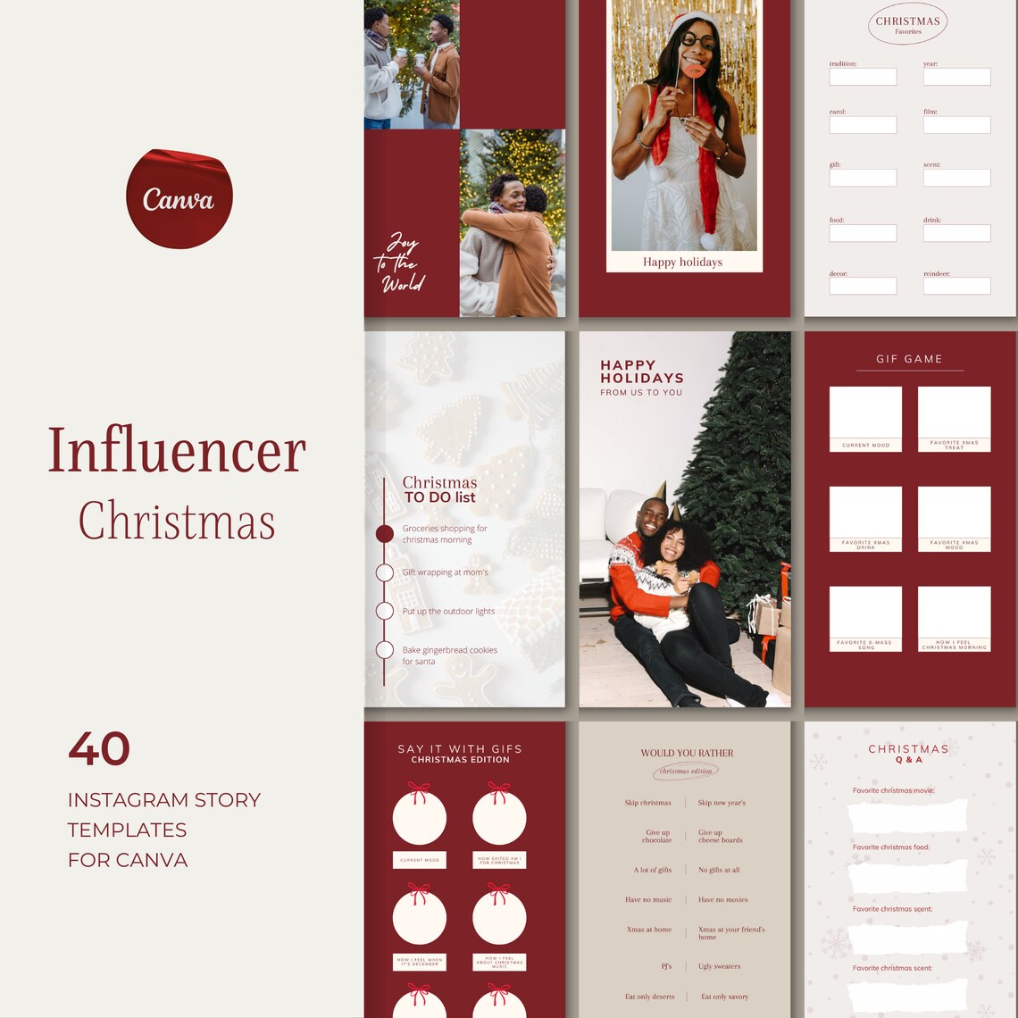 Influencer Christmas Instagram Templates Influencer - Etsy