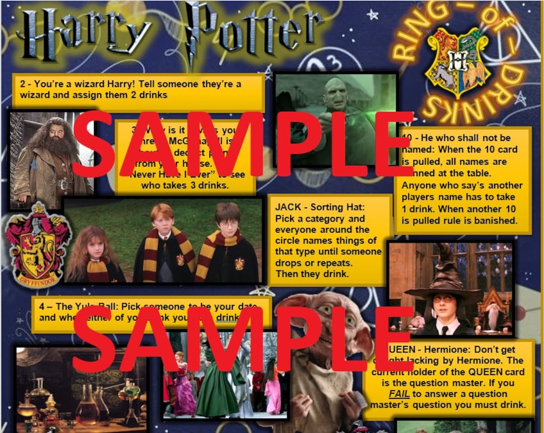 Drinking Game Wizards and Witches Themed Party Game Rules! Ring of Fire ...