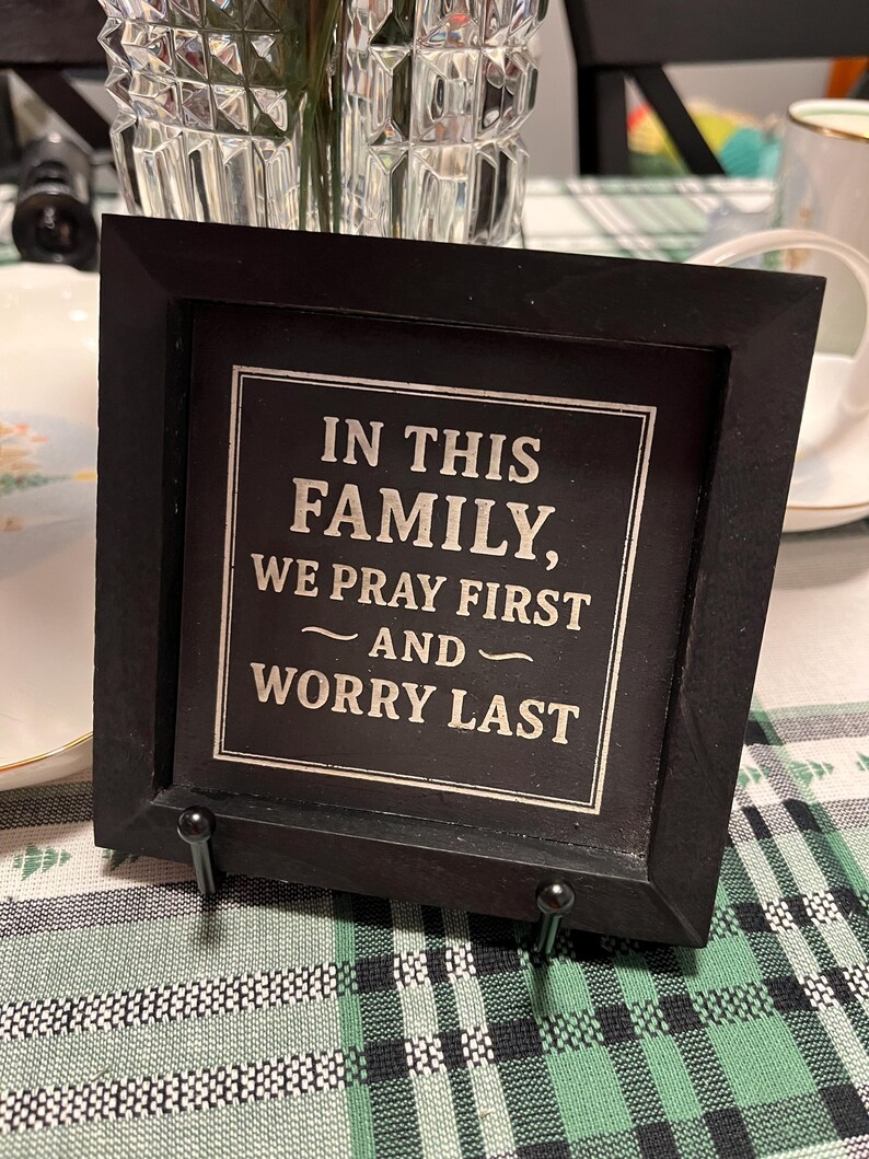 In This Family We Pray First Small Shelf Sign W/holder - Etsy