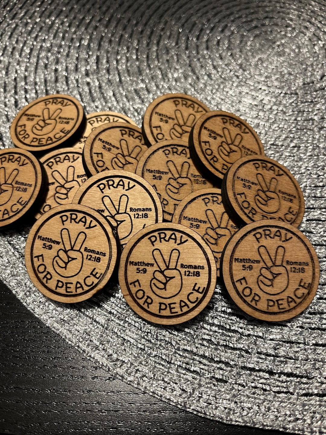 Wooden Peace Tokens Set of 12 – Laser Engraved Matthew Romans Prayer ...