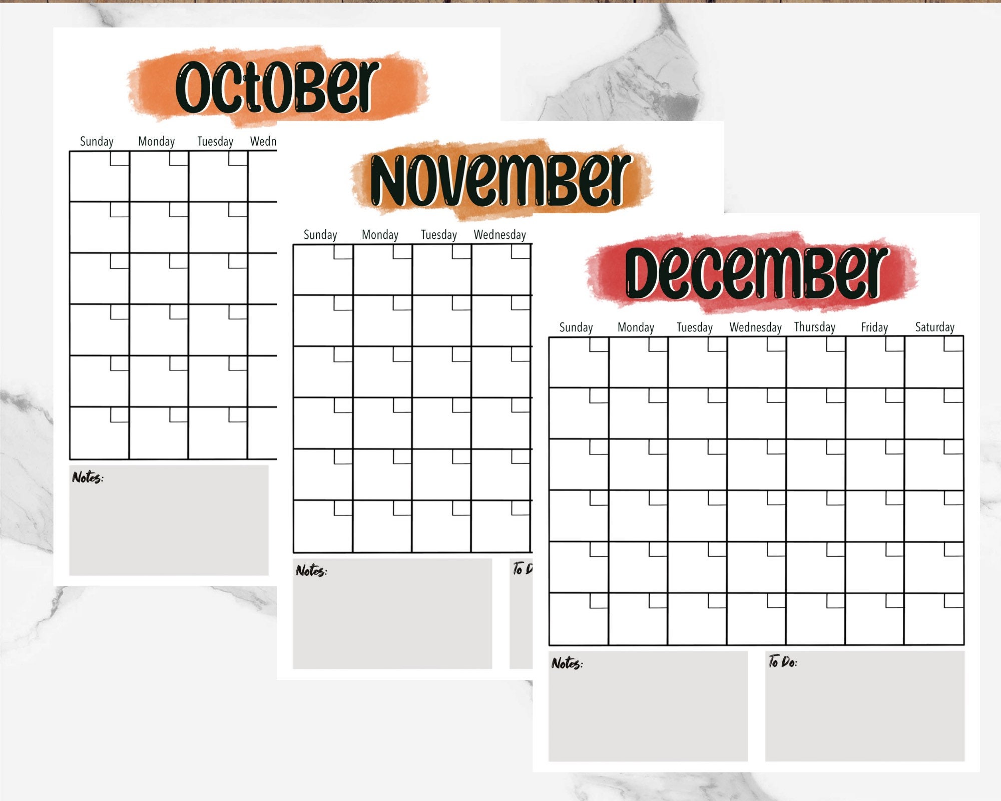 Printable Calendar, 12 Month Printable Calendar, Vertical Blank ...