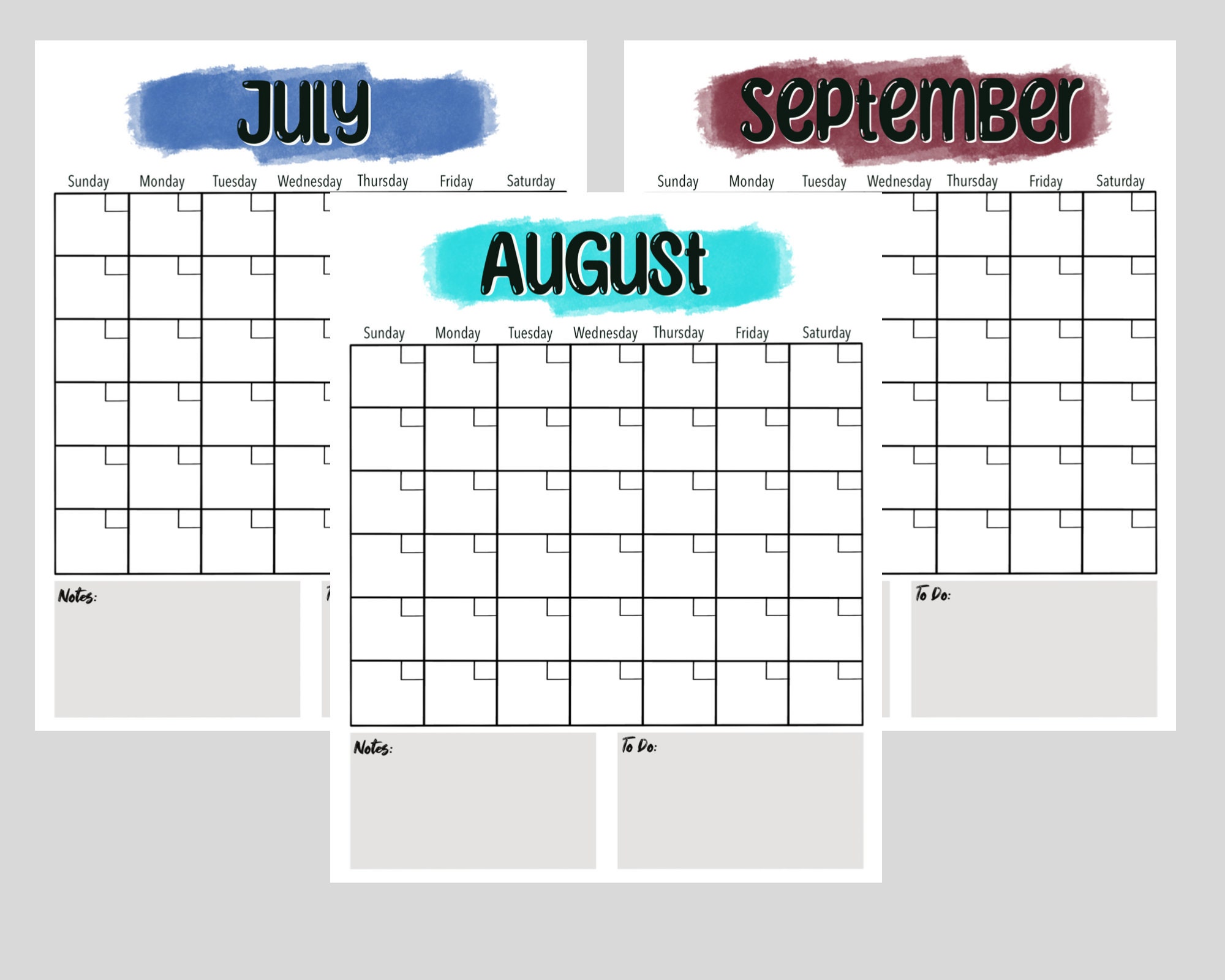 Printable Calendar, 12 Month Printable Calendar, Vertical Blank ...
