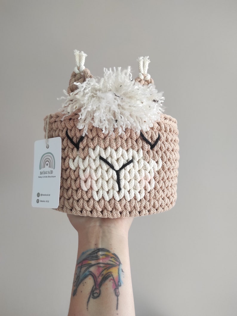 Llama Natural Colors Organizer Basket for Kids Belongings, Stylish ...