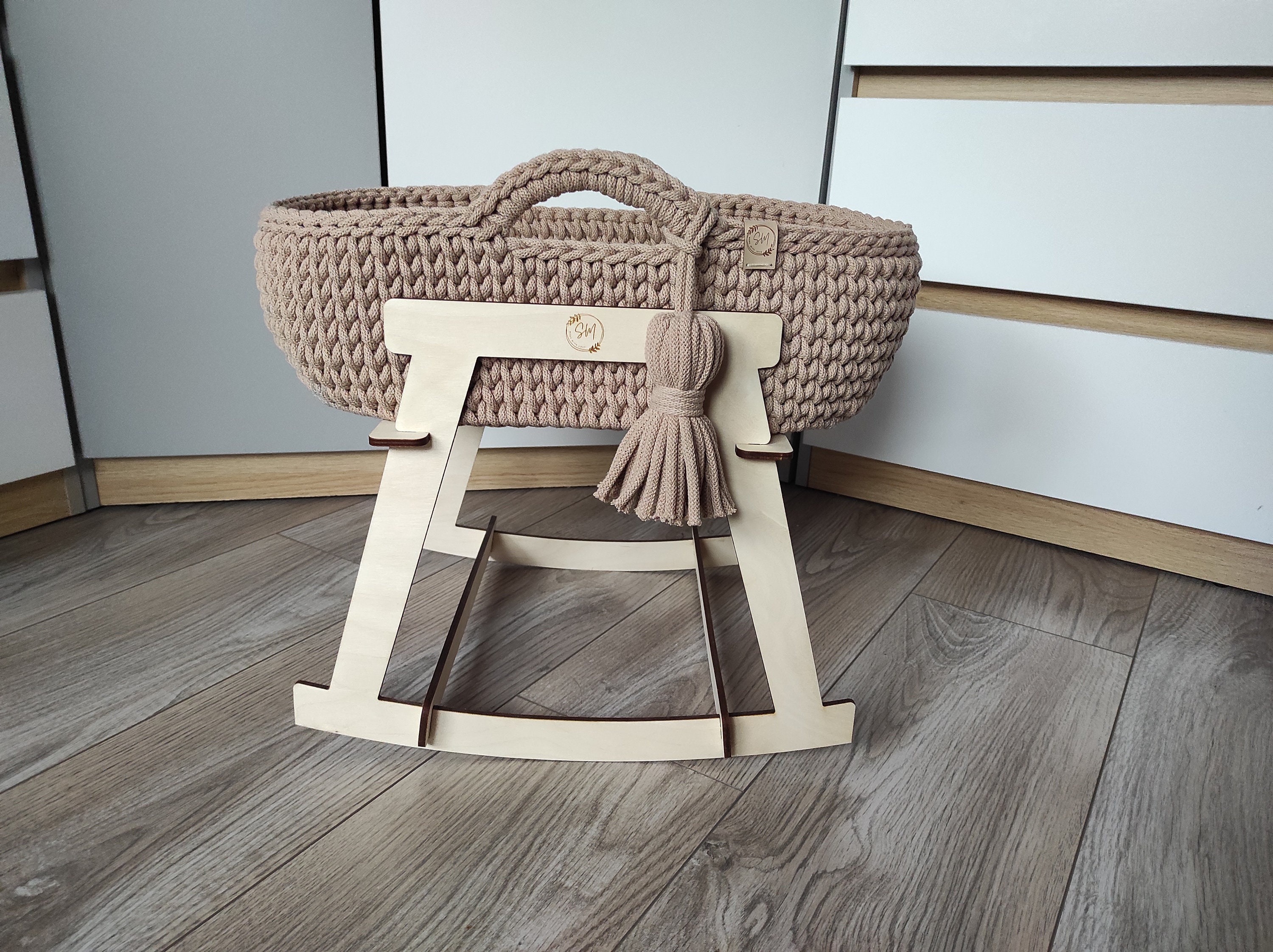 Moses Basket, Bed for Baby Doll, Crochet Crib, Bassinet for Doll ...