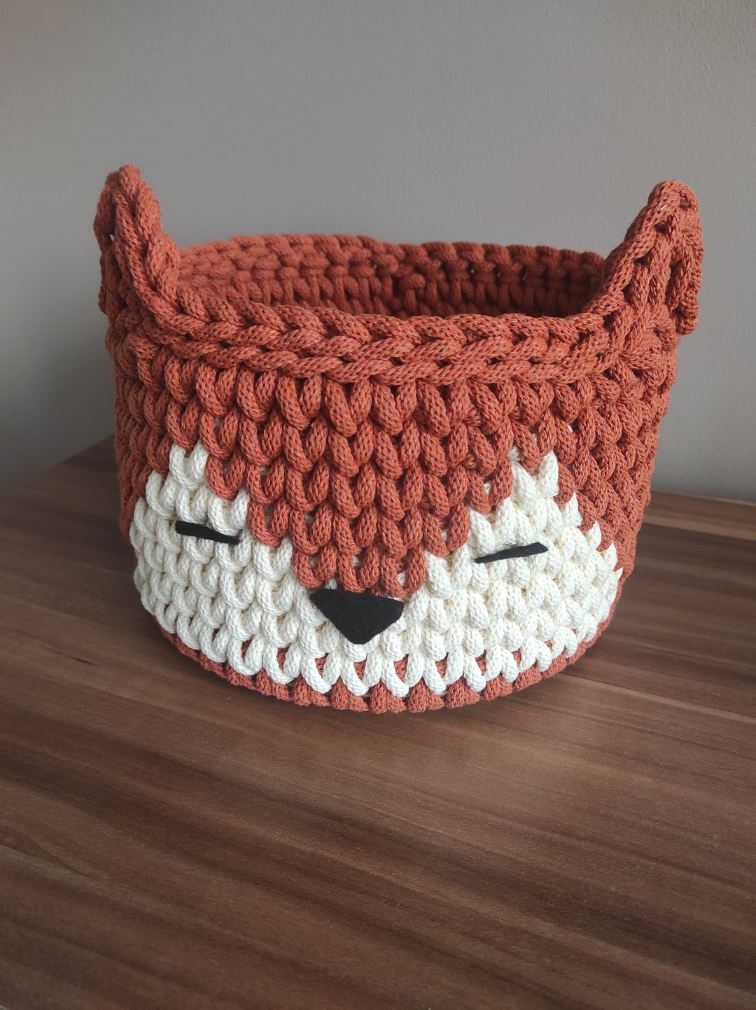 Crochet Basket Fox Basket Bear Fox Organizer Storage Bin - Etsy