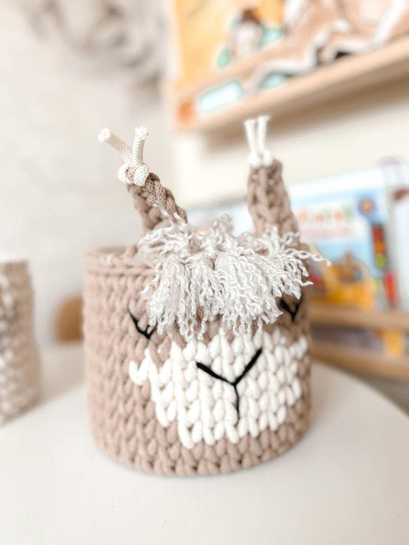 Llama Natural Colors Organizer Basket for Kids Belongings, Stylish ...