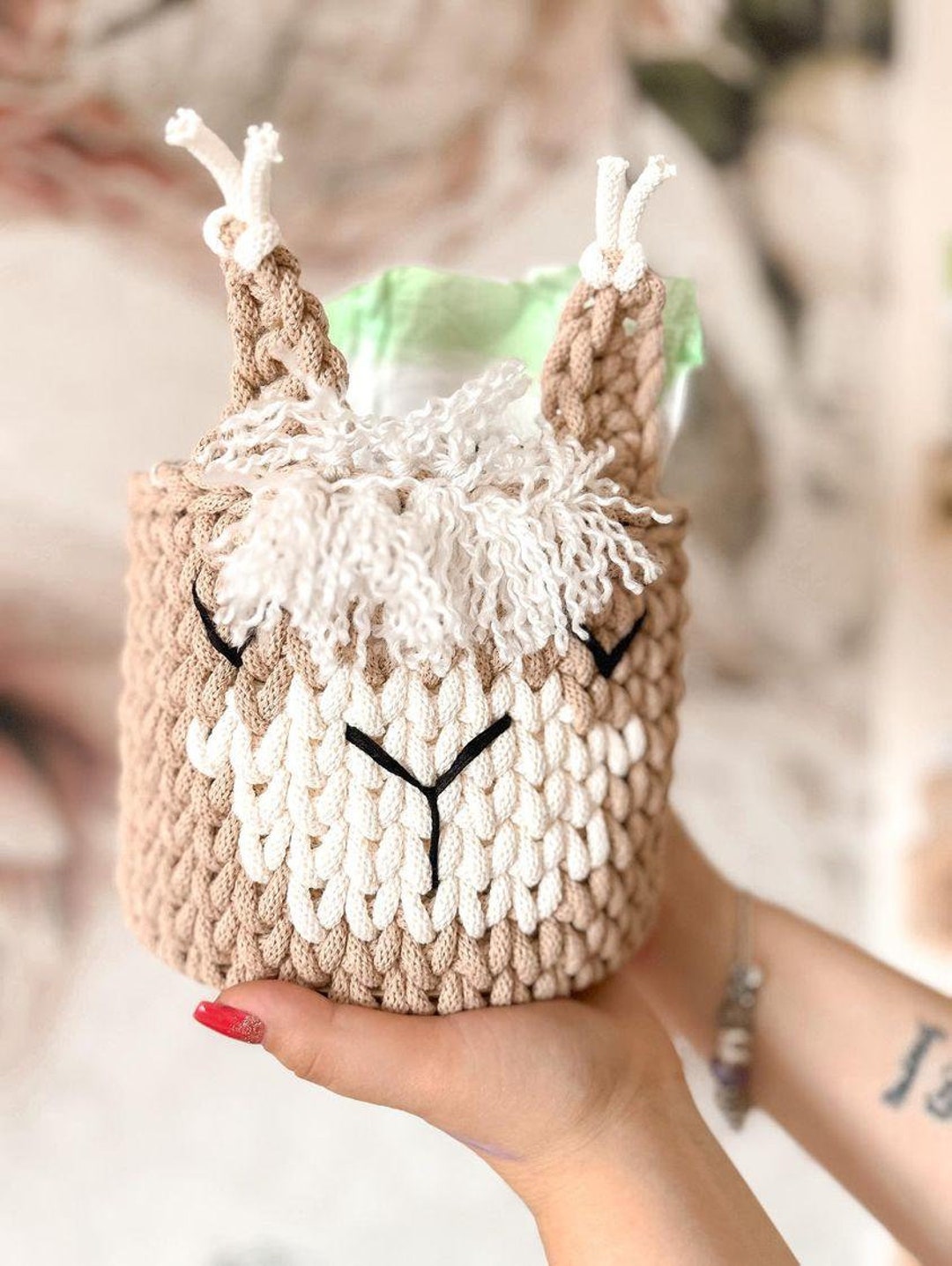 Llama Natural Colors Organizer Basket for Kids Belongings, Stylish ...