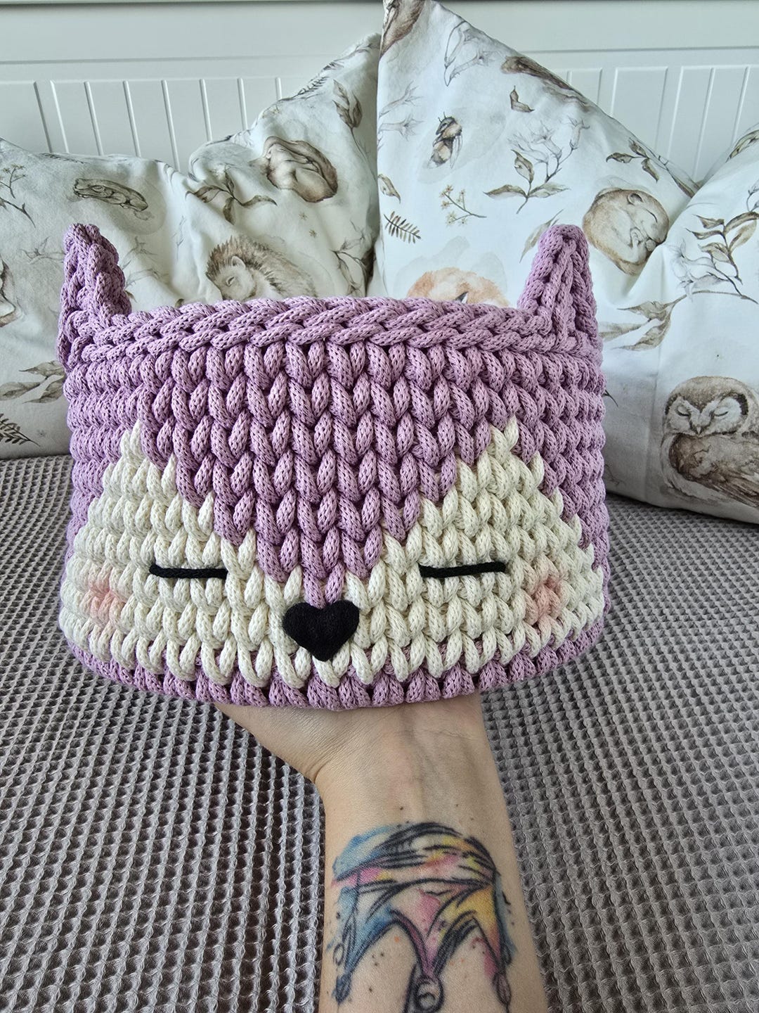 Crochet Basket Fox, Basket Bear, Fox Organizer, Storage Bin, Children's ...