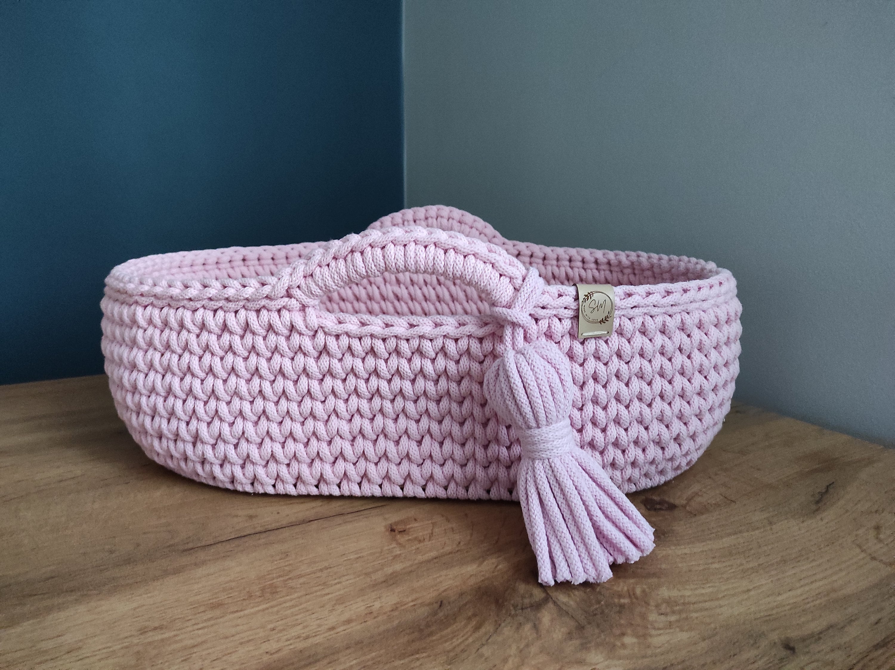 Moses Basket, Bed for Baby Doll, Crochet Crib, Bassinet for Doll ...