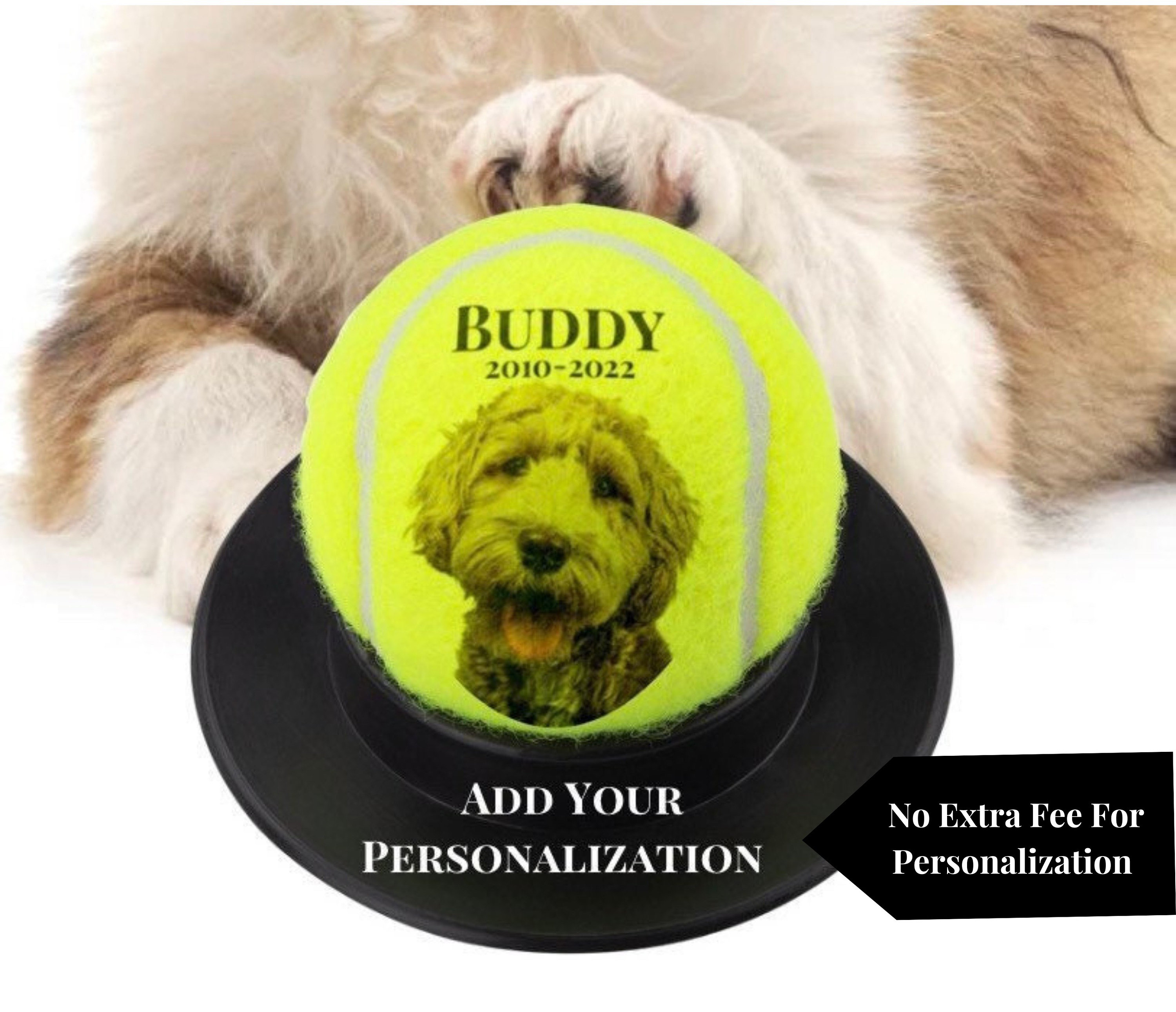 Personalized Pet Loss Custom Tennis Ball | Sympathy Pet Portrait ...