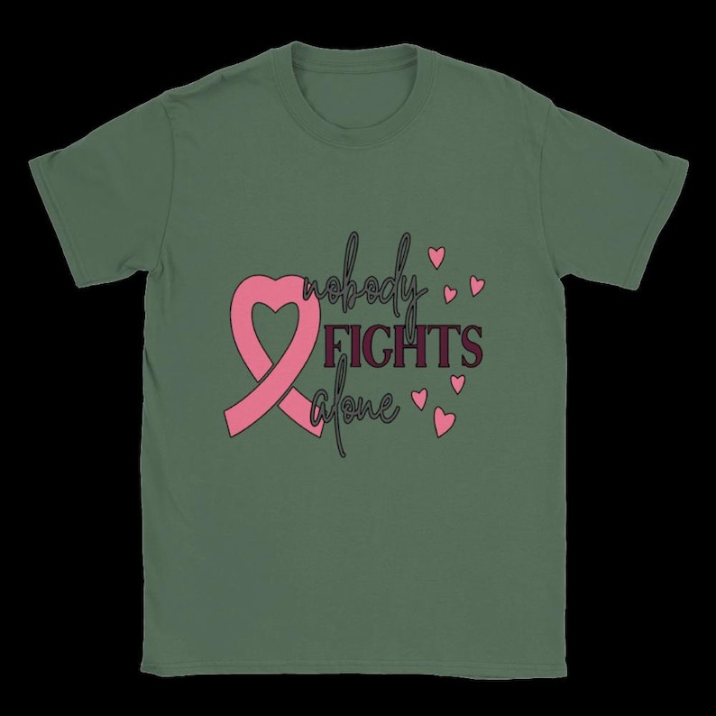 Nobody Fights Alone T-shirt, Breast Cancer Awareness Tee, Survivor Gift ...