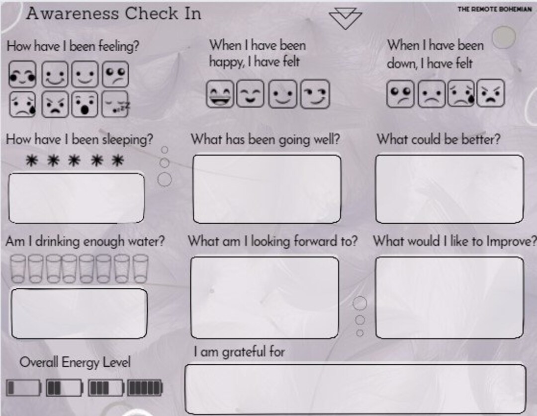 Self Awareness Check in I Set of 4 DIGITAL DOWNLOAD - Etsy