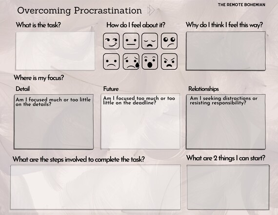Overcoming Procrastination Worksheet DIGITAL DOWNLOAD - Etsy