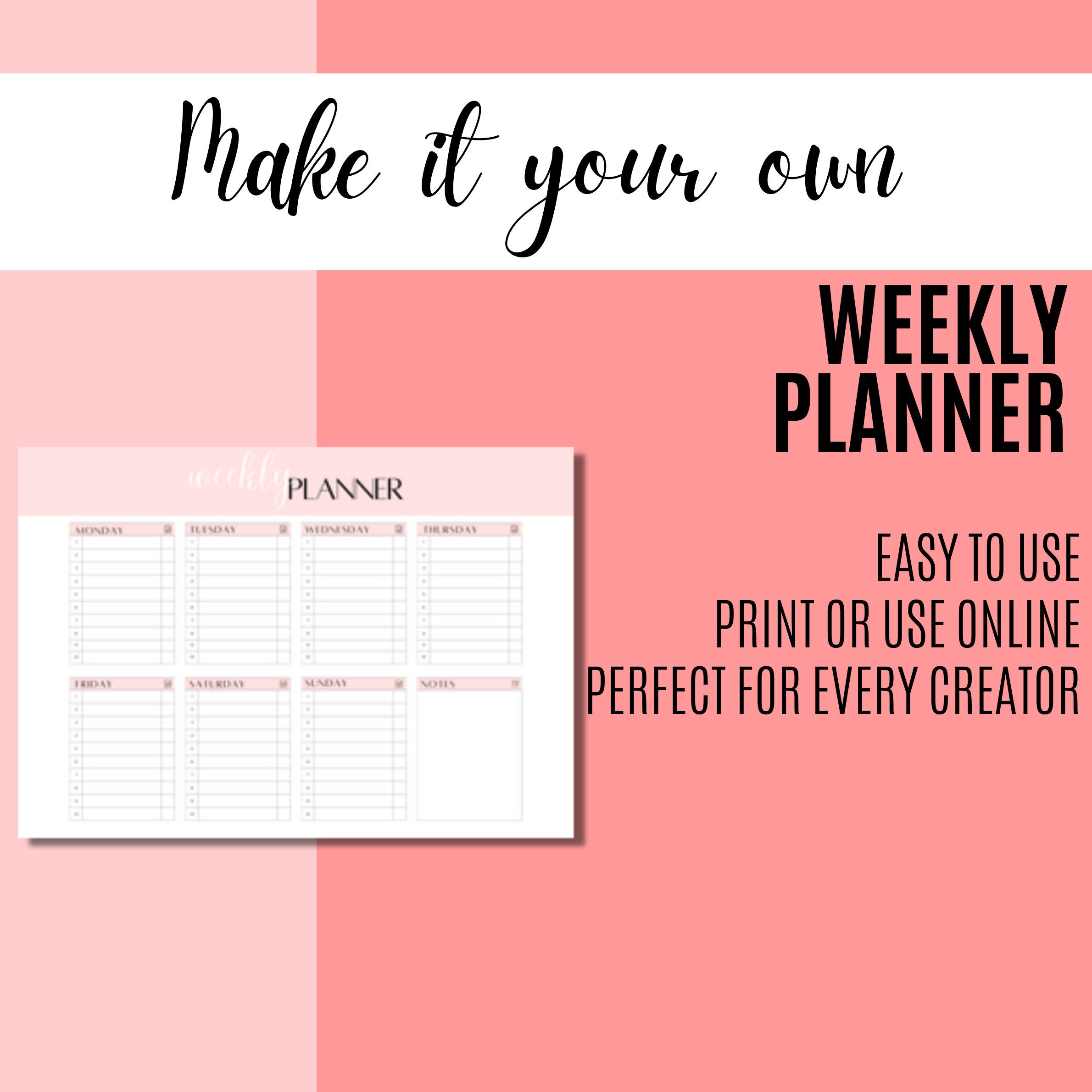 Adult Weekly Planner Organizer Printable Digital Diary Schedule Camgirl ...