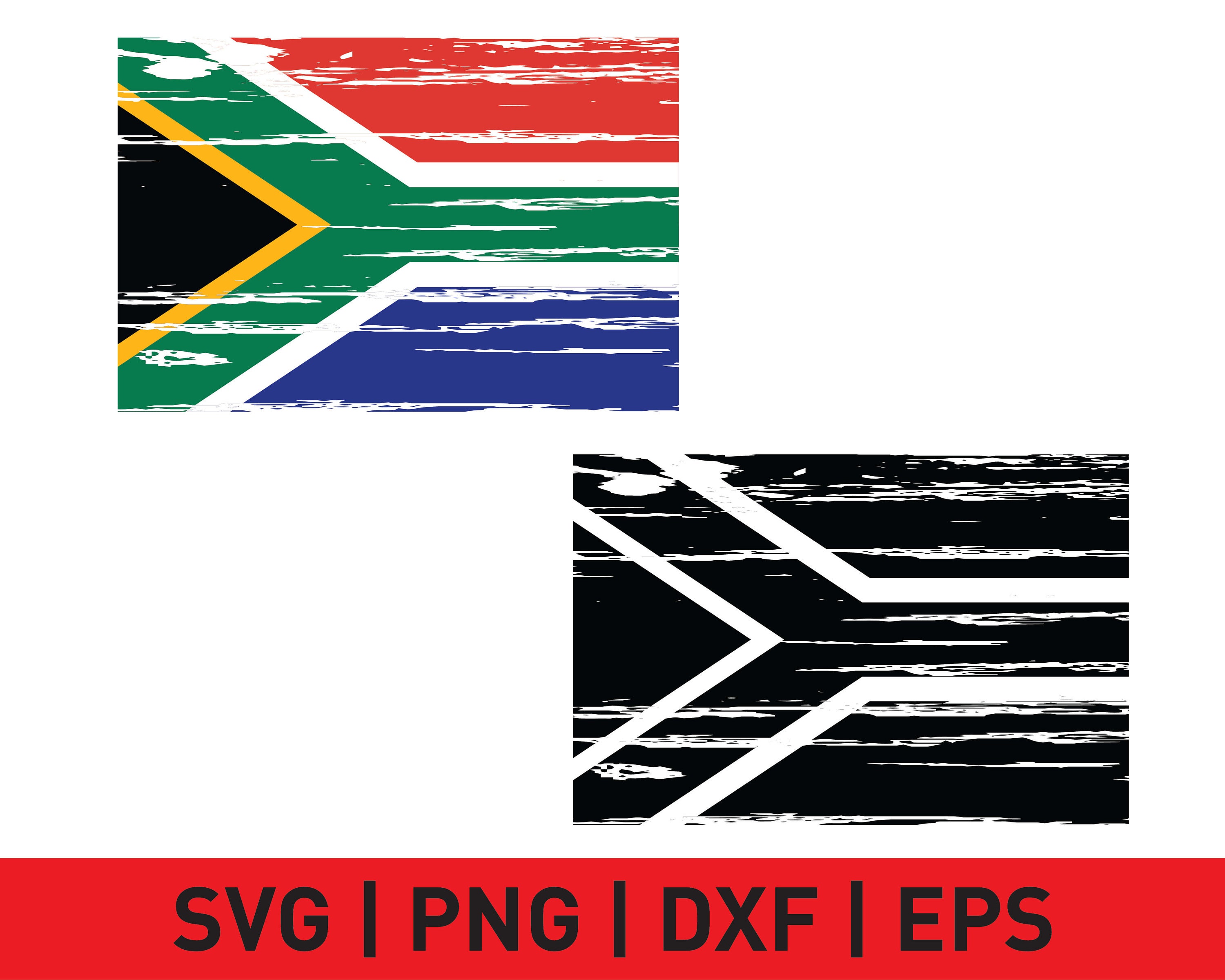 South African Flag Black And White