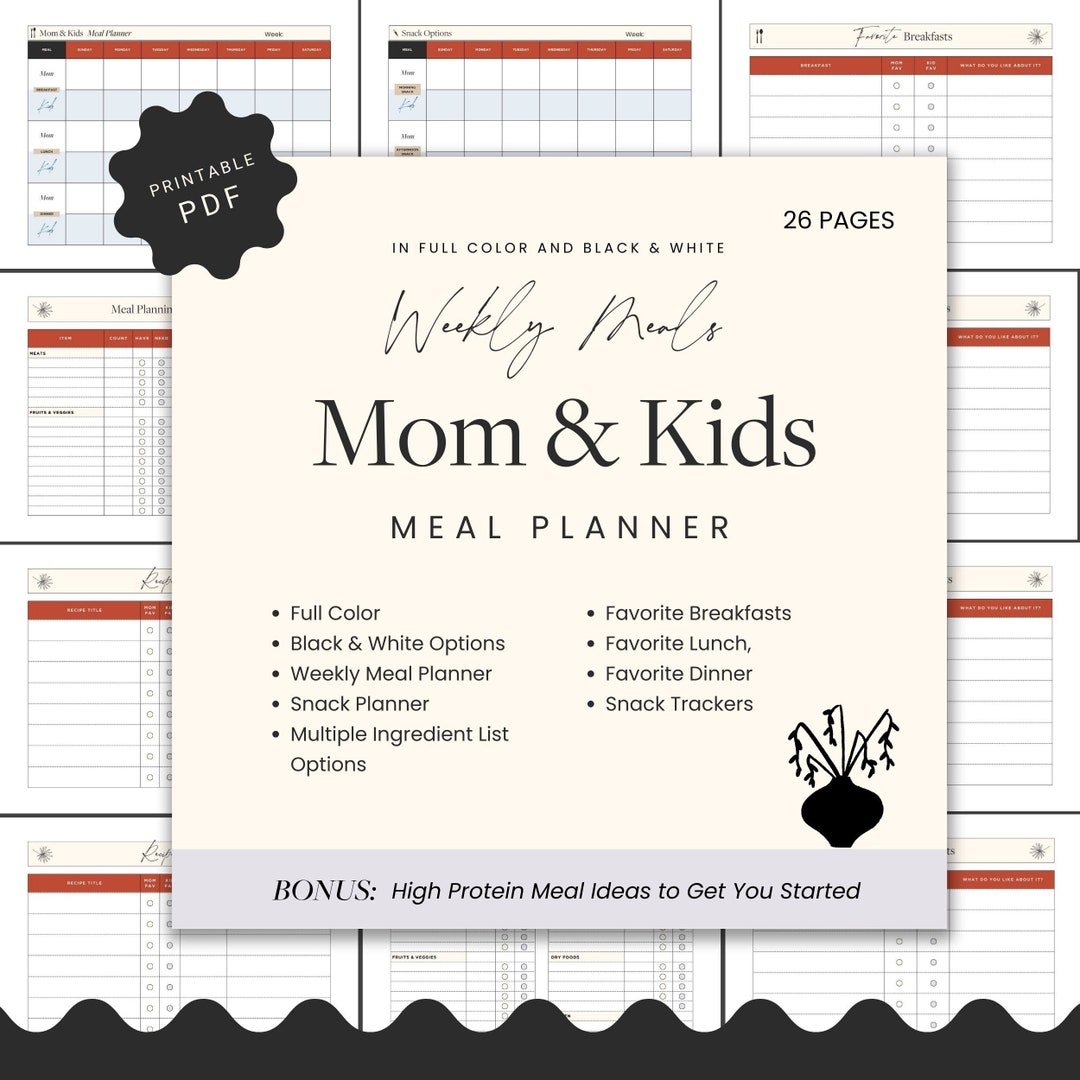 Meal Planner for Mom & Kids / Meal Planning / Boss Mom Meal Planner ...