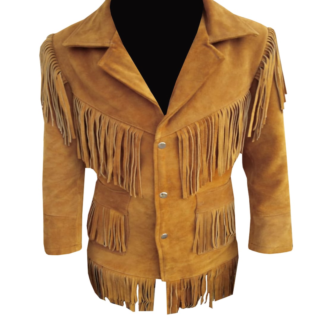 Genuine 100% Pure Soft Suede Leather Fringe Jacket, Western Style ...