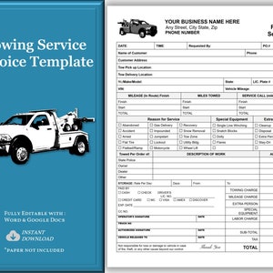 Towing Invoice Tow Truck Service Invoice Wrecker Service - Etsy