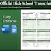 Editable Homeschool Transcript, Fillable and Printable High School ...