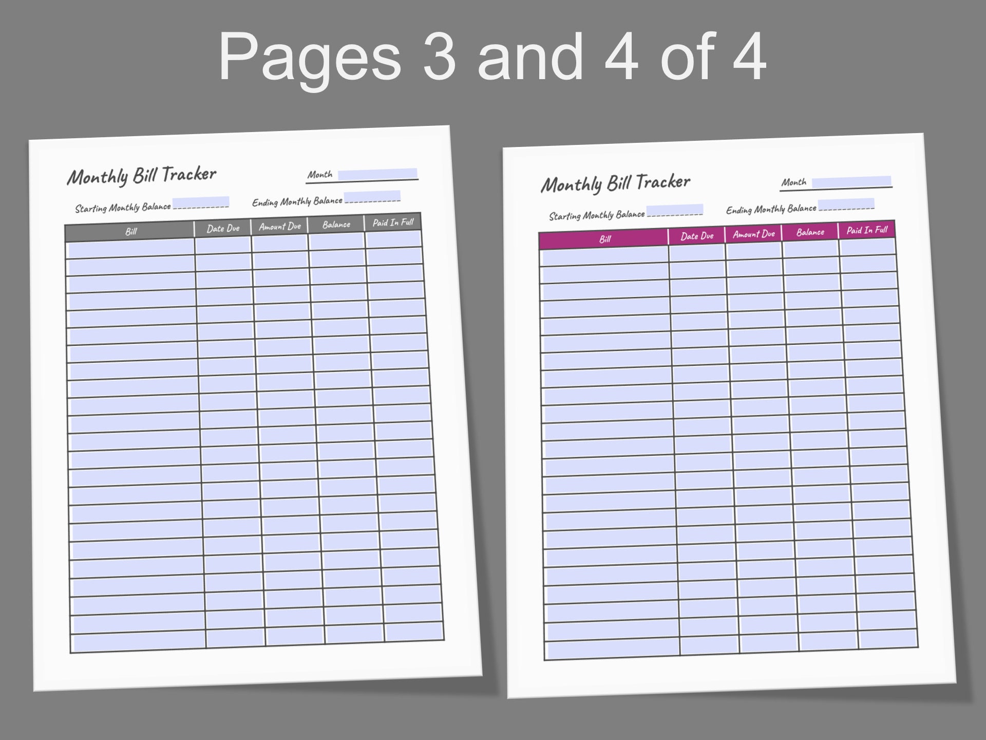 Monthly Bill Planner Tracker Template, Payment Planner, Monthly Expense ...
