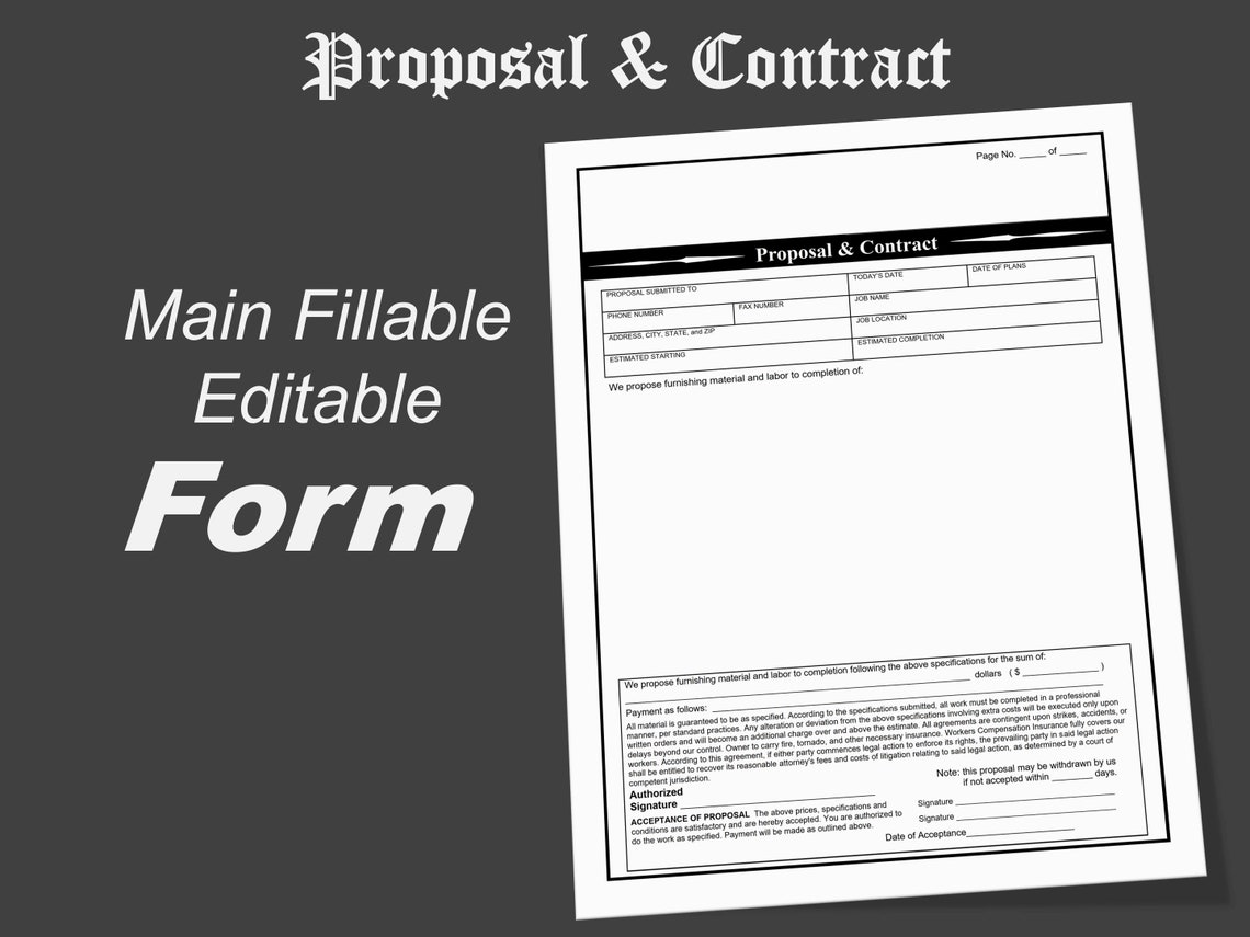 Proposal & Contract With OPEN Drawing Area, Best Proposal Template for ...