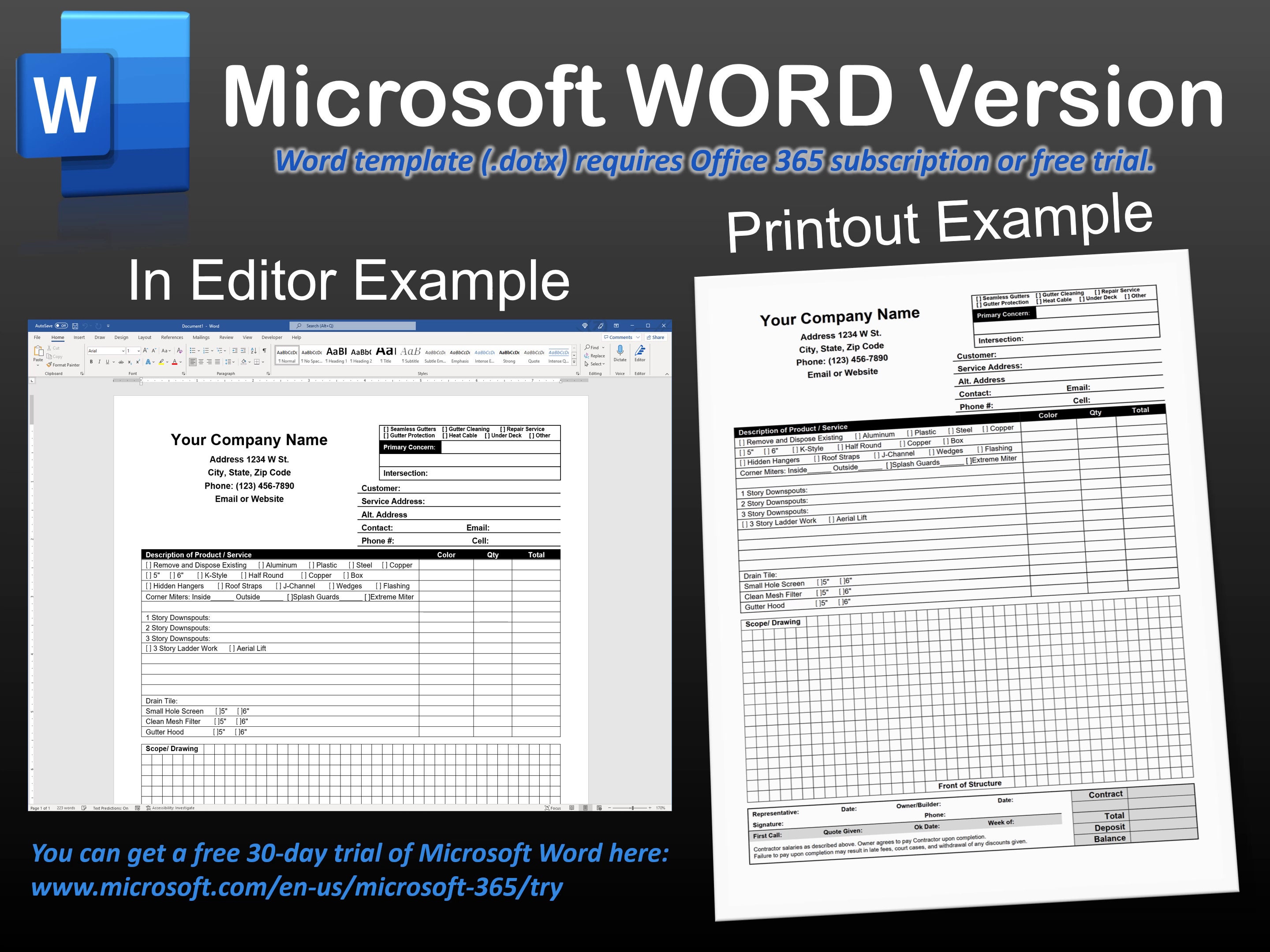 Seamless Gutter Estimate (old Drawing Style Bid) Rain Gutter ...