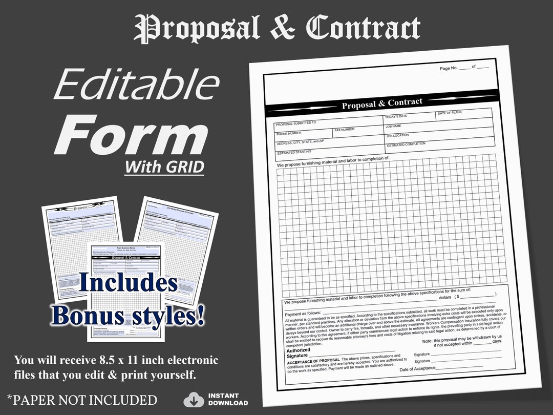 Proposal & Contract With GRID Drawing Area, Best Proposal Template for ...