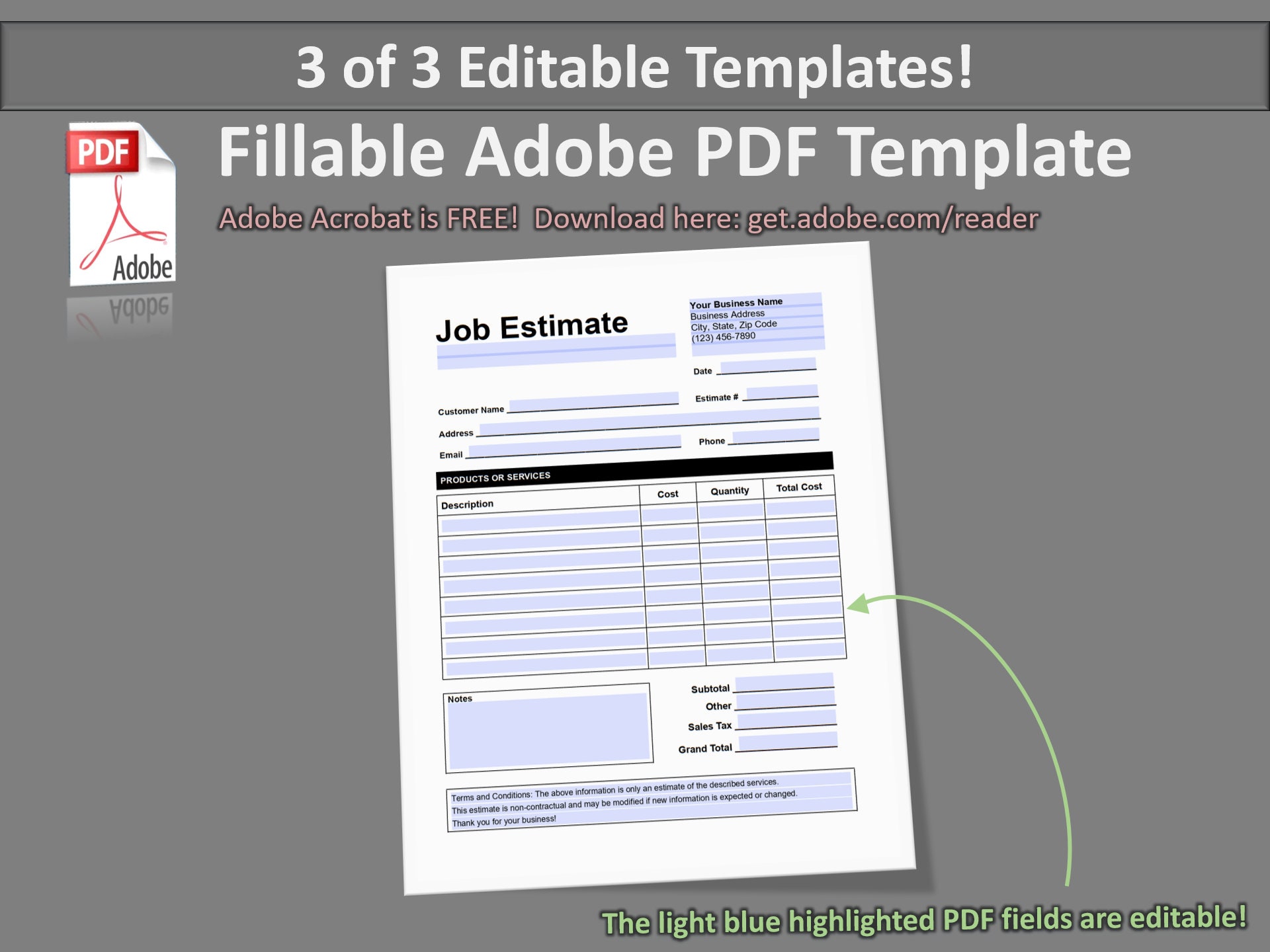 Job Estimate, Fillable PDF, Google Docs, Microsoft Word, Contractors ...
