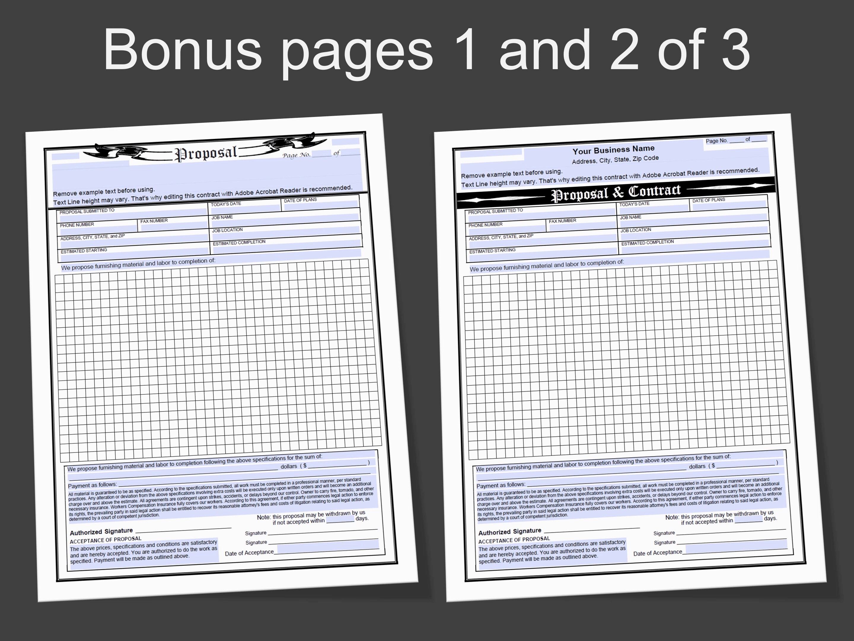 Proposal & Contract With GRID Drawing Area, Best Proposal Template for ...