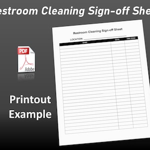 Restroom Cleaning Sign-off Sheet Employees Bathroom Cleaning - Etsy