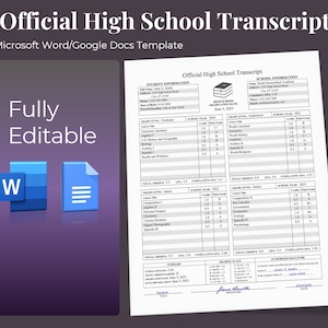 Fillable Printable High School Transcript Template, Homeschool ...