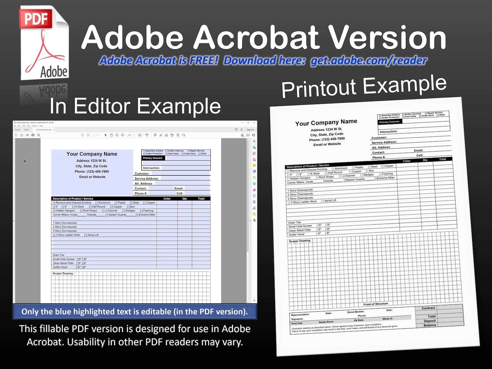 Seamless Gutter Estimate (old Drawing Style Bid) Rain Gutter ...