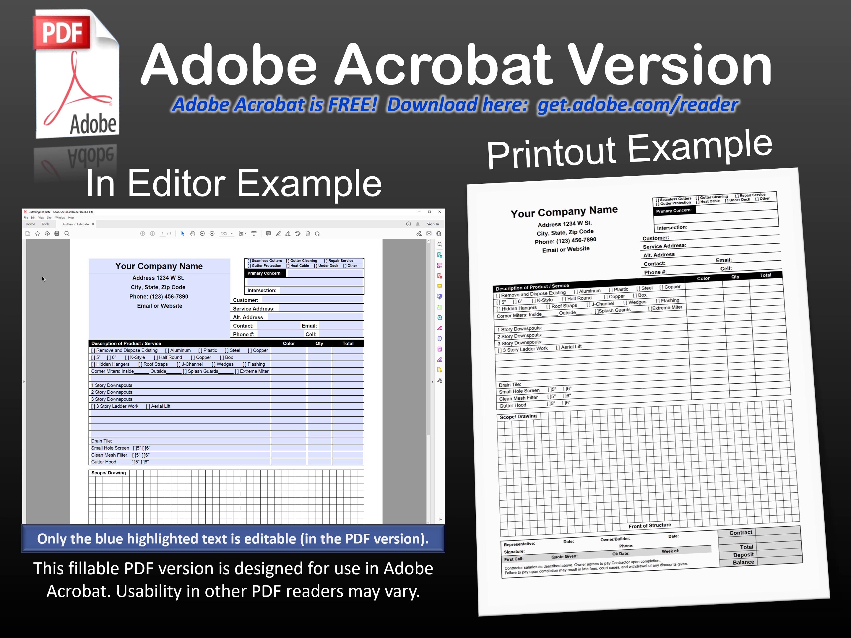 Seamless Gutter Estimate (old Drawing Style Bid) Rain Gutter ...