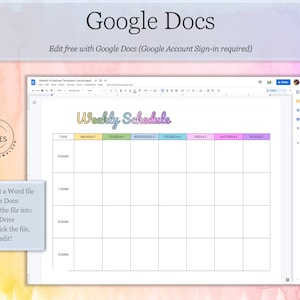 EDITABLE Weekly Schedule Template, WORD, Google Docs, Apple Pages ...