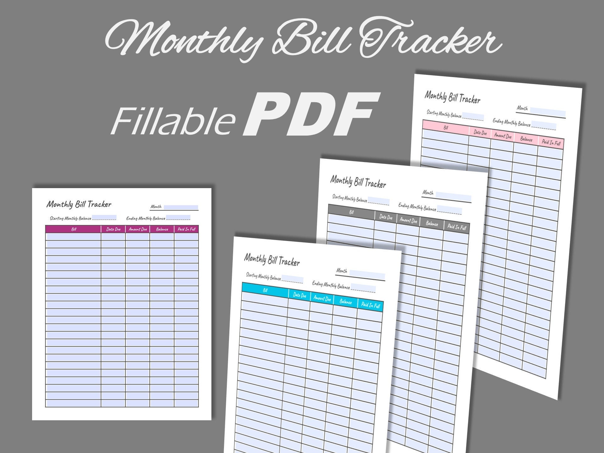 Monthly Bill Planner Tracker Template, Payment Planner, Monthly Expense ...