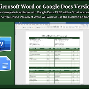 Homeschool High School Transcript Template Google Docs, Home School ...