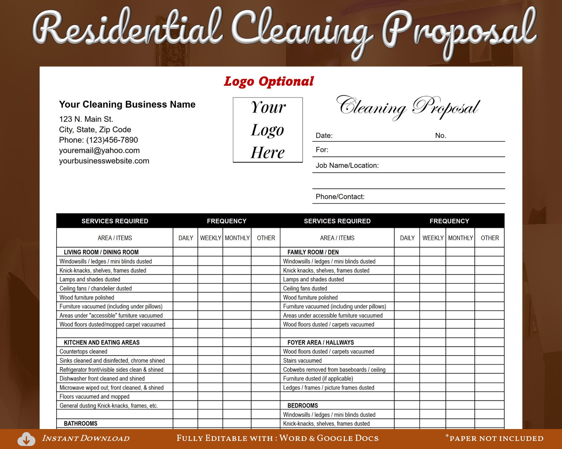 Cleaning Proposal for Residential Cleaning Business, House Cleaning ...