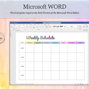 EDITABLE Weekly Schedule Template, WORD, Google Docs, Apple Pages ...