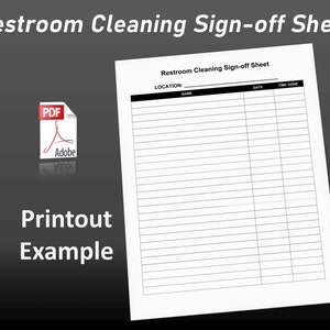 Restroom Cleaning Sign-off Sheet, Employees Bathroom Cleaning Schedule ...