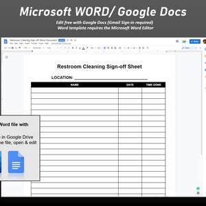 Restroom Cleaning Sign-off Sheet Employees Bathroom Cleaning - Etsy
