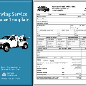 Towing Invoice, Tow Truck Service Invoice, Wrecker Service Invoice ...