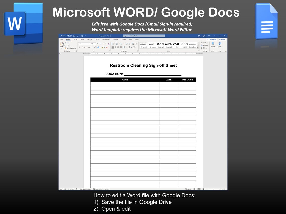 Restroom Cleaning Sign-off Sheet Employees Bathroom Cleaning - Etsy