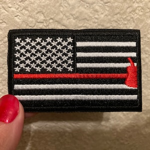 American Flag Red Line Patch - Free Shipping - Etsy