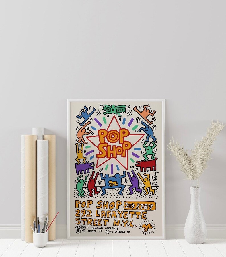 Keith Haring Pop Shop Pop Art Print Colourful Wall Art - Etsy UK