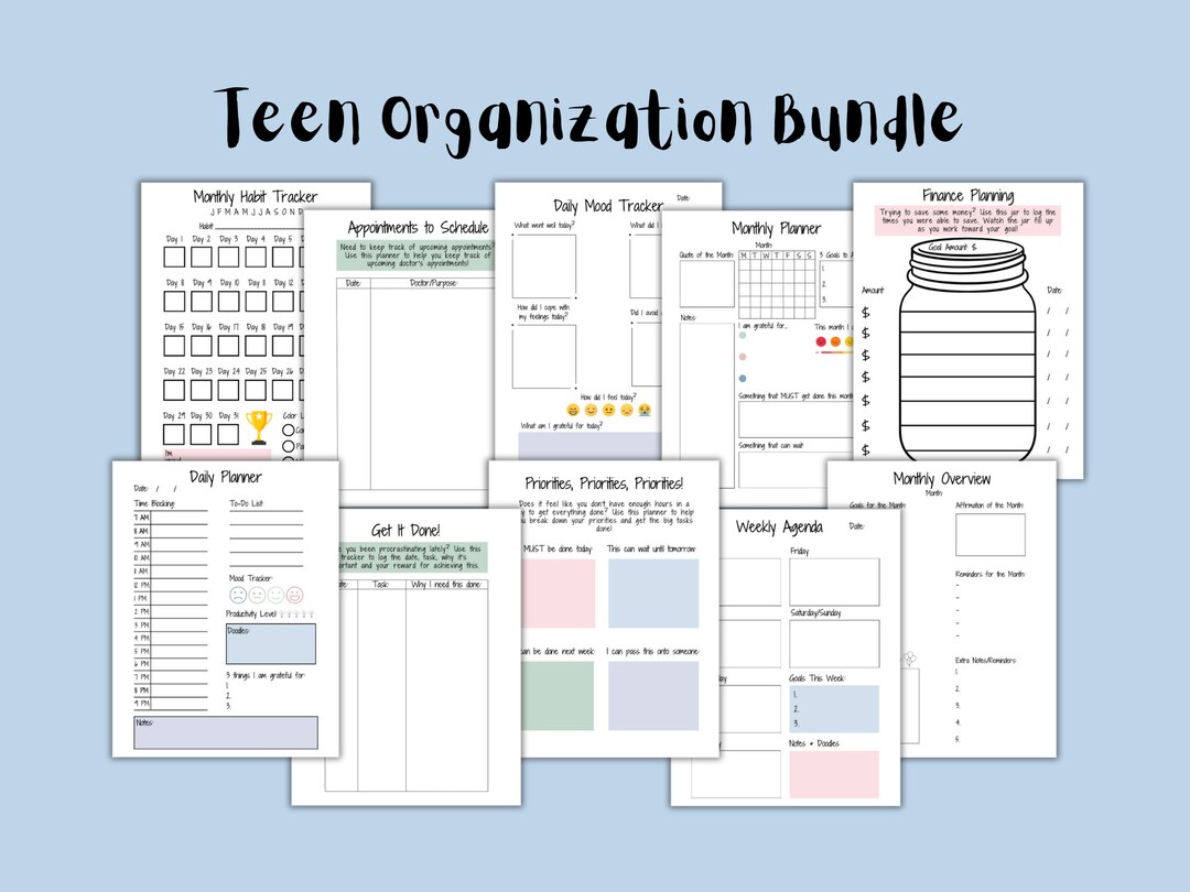 Teen Organization Planner Bundle - Etsy