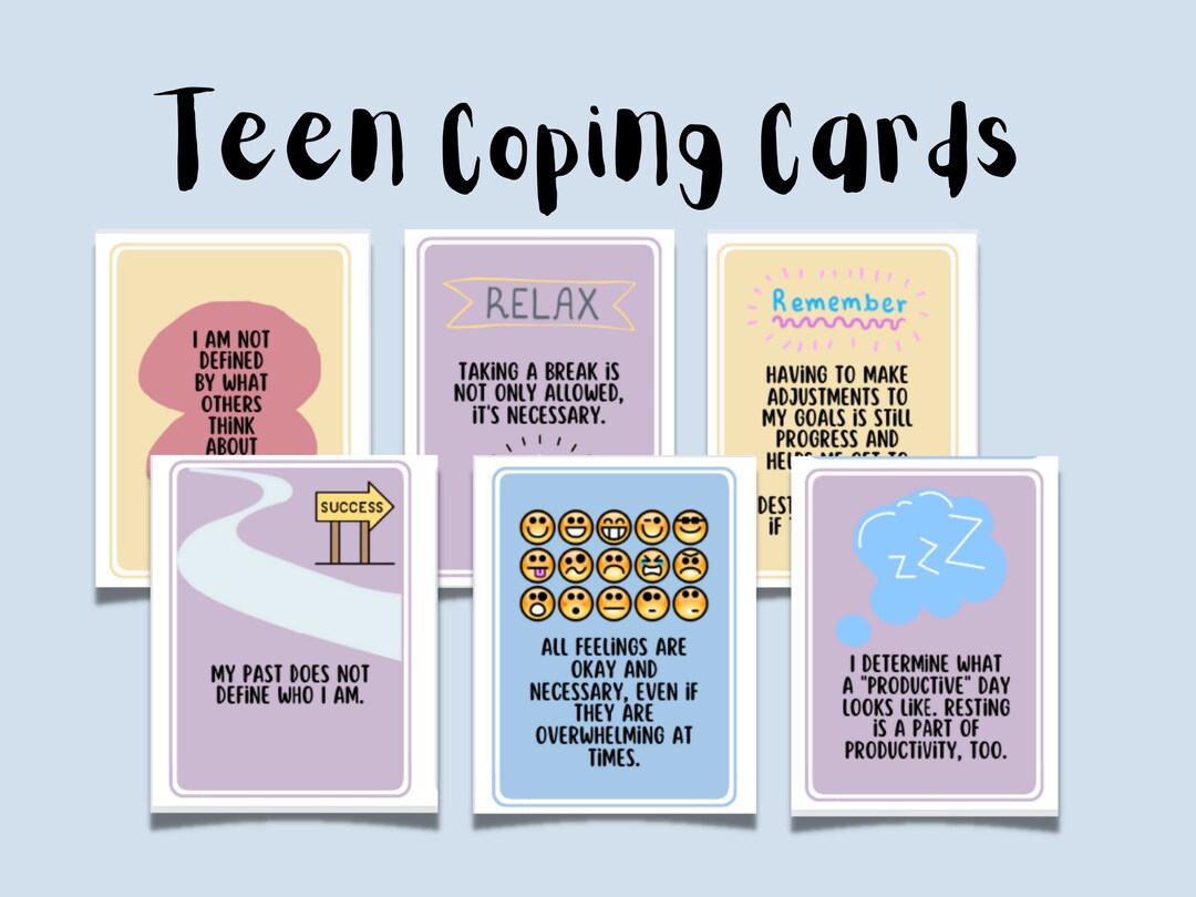 Teen Coping Affirmation Cards, Therapy, Mental Health Print, Anxiety ...