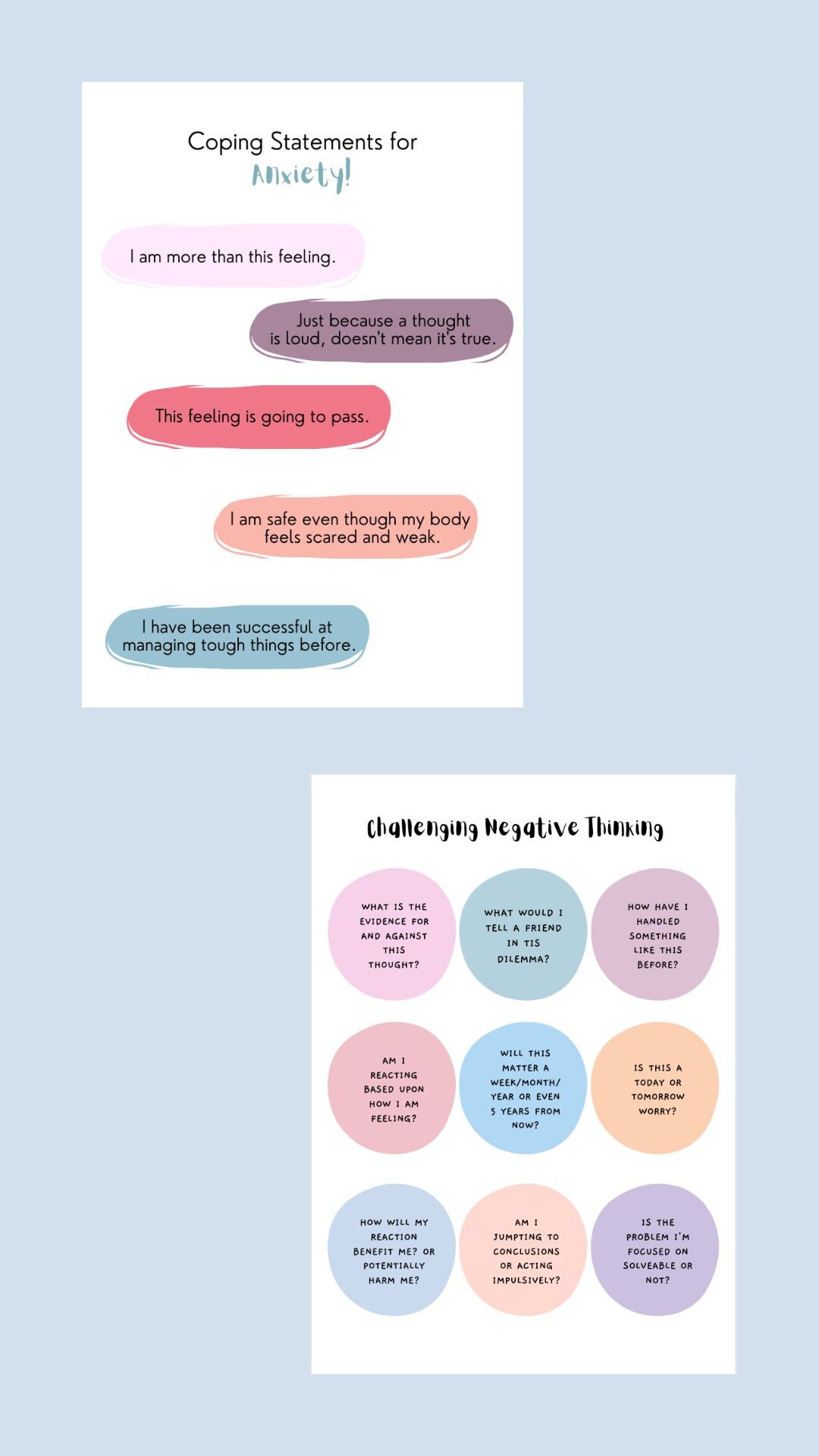 Anxiety Poster Bundle, Mental Health Worksheet, Healthy Coping Skills ...